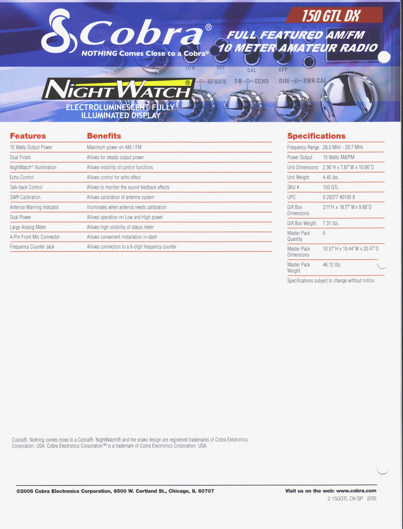 Cobra 150GTL DX Service Manual